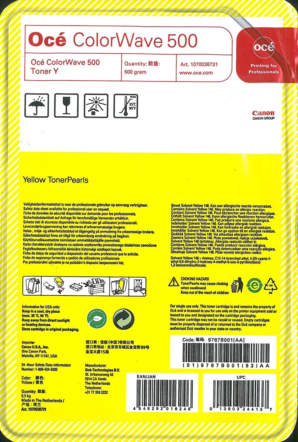Oce Toner Pearls for ColorWave 500 - Yellow - 500 Grams 9787B001AA 107 ...